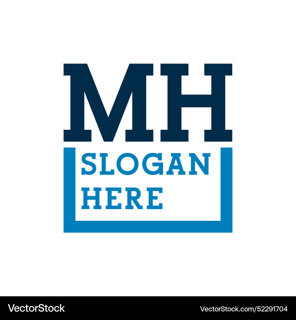 Minimal initials logo letters m and h mh initial Vector Image