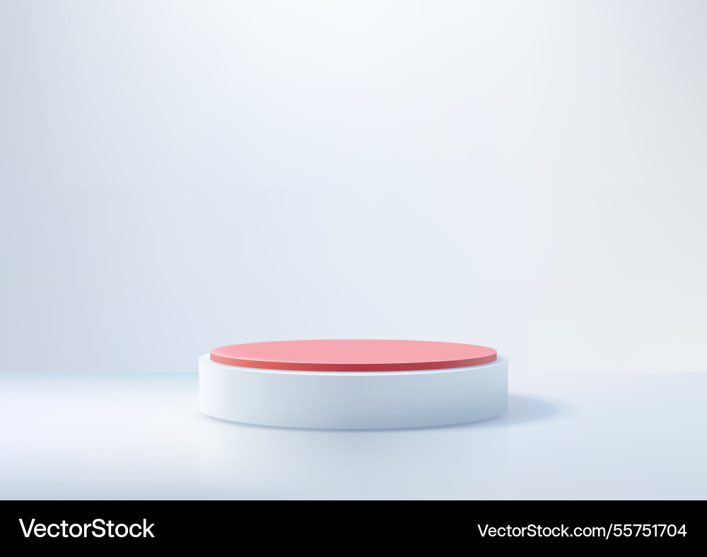 Minimalist white cylindrical pedestal with red Vector Image