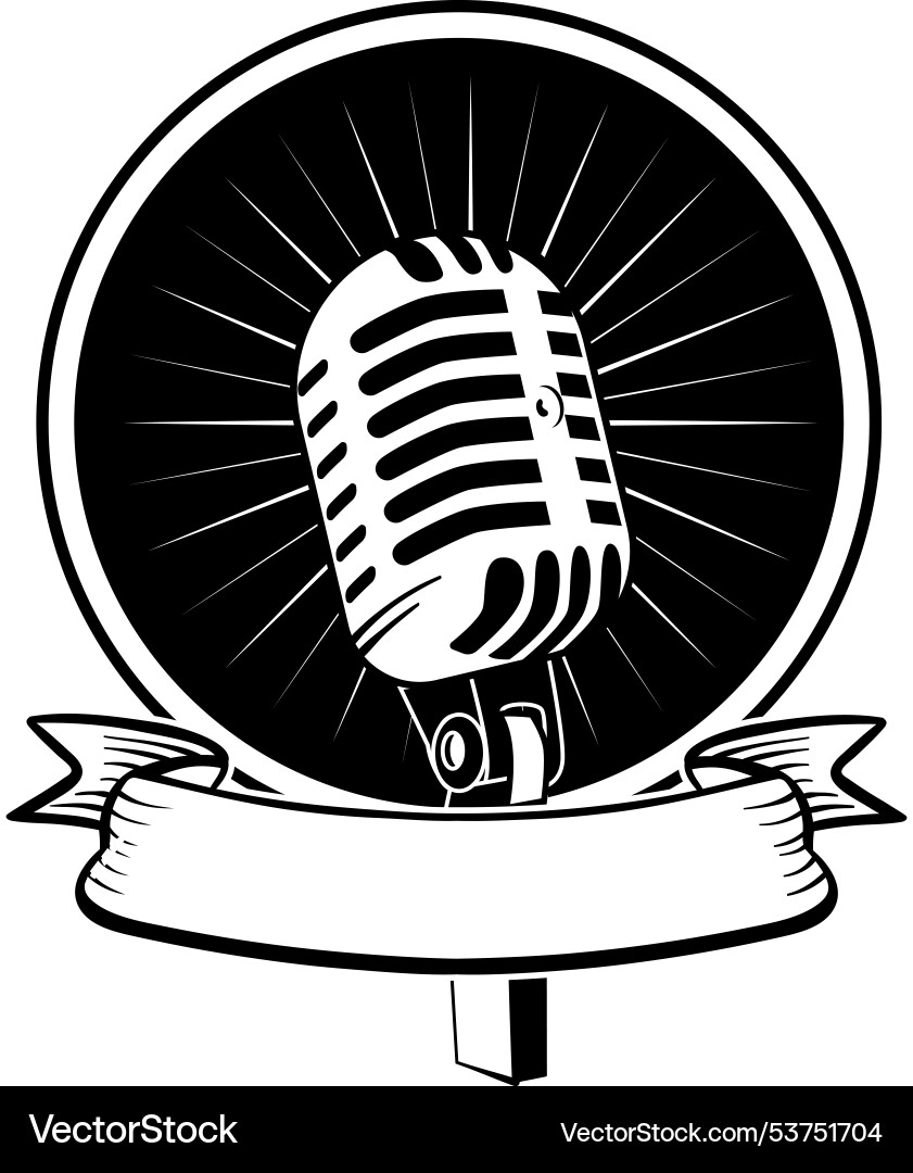 Retro poster with a vintage microphone Royalty Free Vector