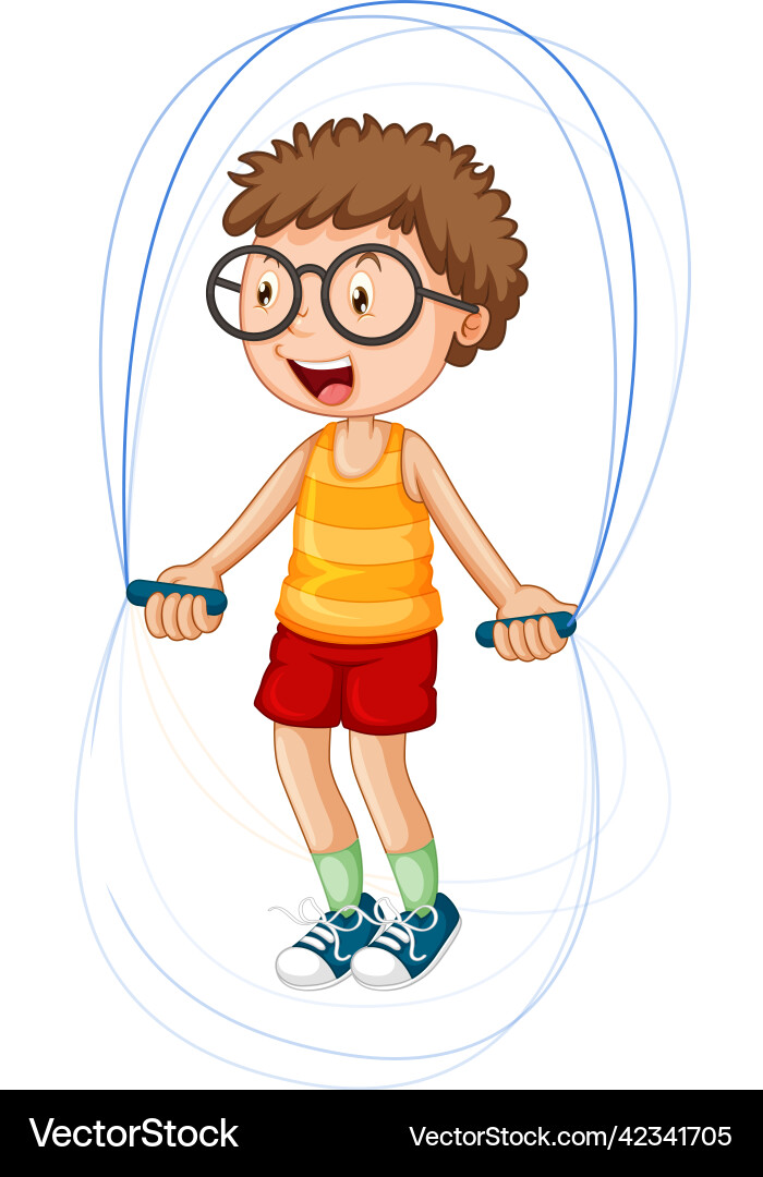 Cartoon boy jumping rope Royalty Free Vector Image