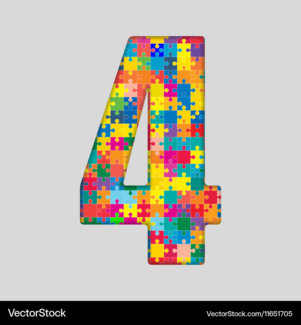 Colorful Number Four Puzzle Royalty Free Vector Image