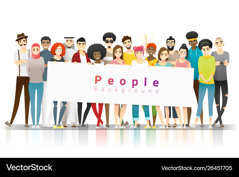 Diverse Group Holding Banner Royalty Free Vector Image