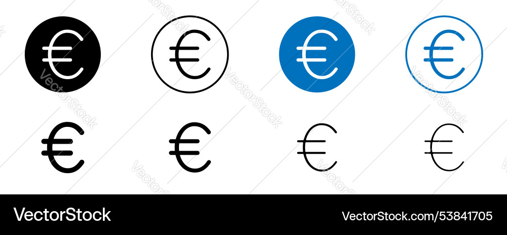 Euro Icon Set Lizenzfreies Vektorbild - VectorStock