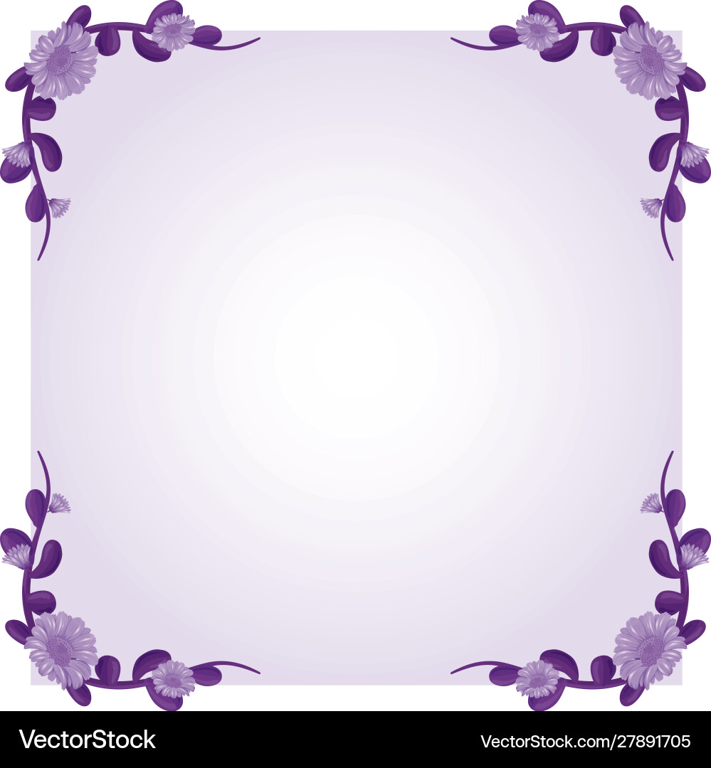 Frame template with purple flowers Royalty Free Vector Image