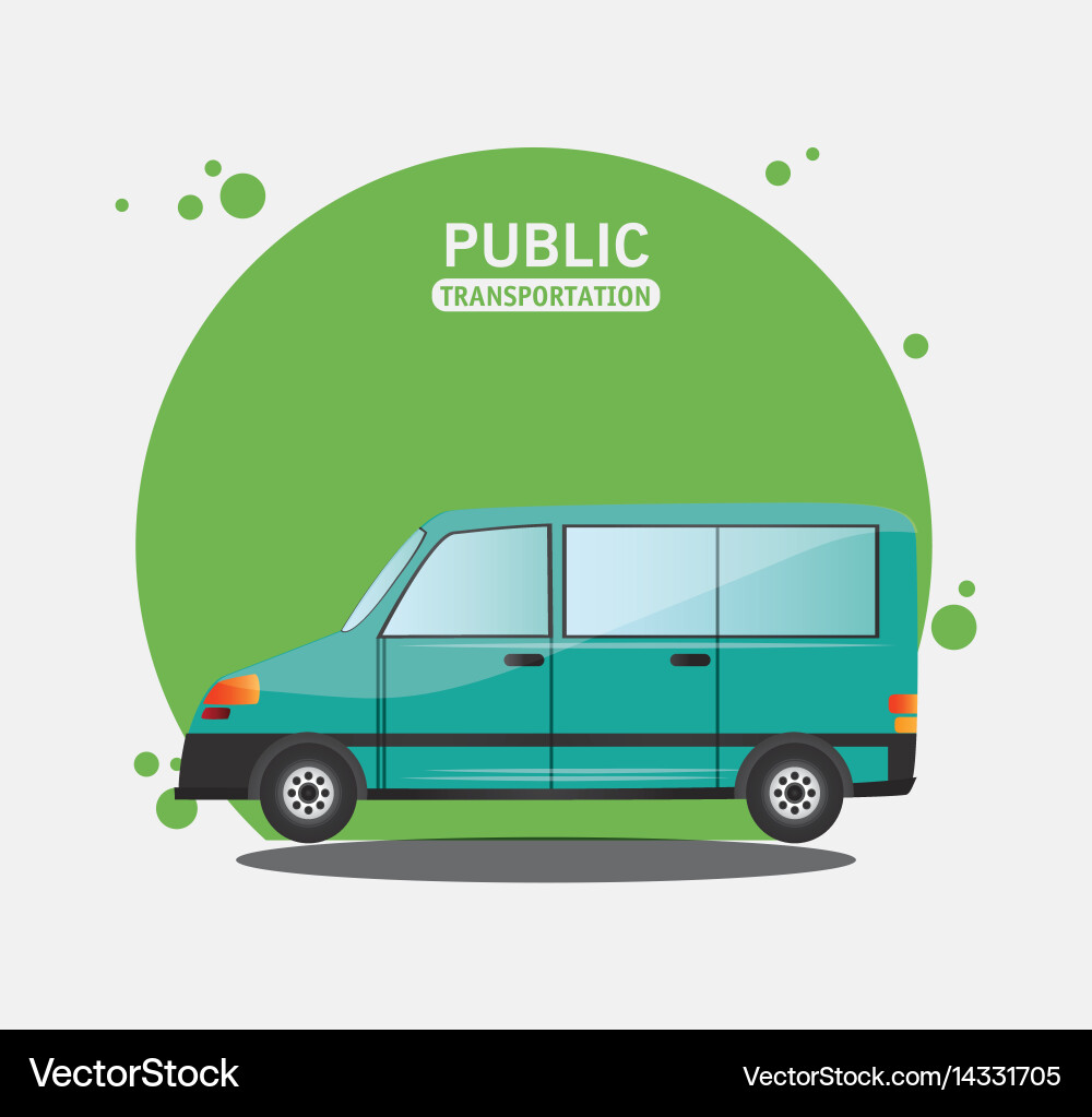 Green van public transport design Royalty Free Vector Image