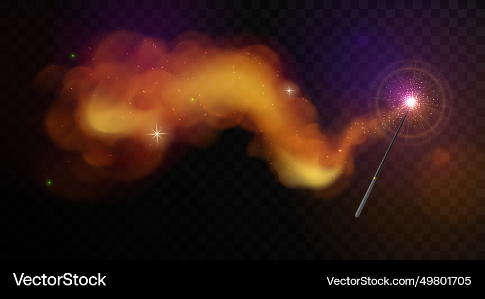 Magic wand with golden glowing shiny trail Vector Image