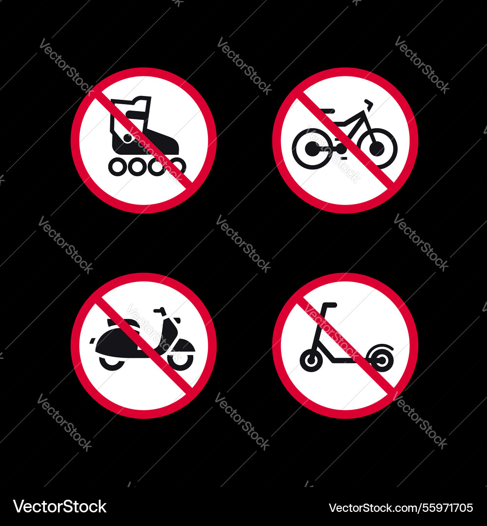 Prohibited signs forbidden round stickers set Vector Image