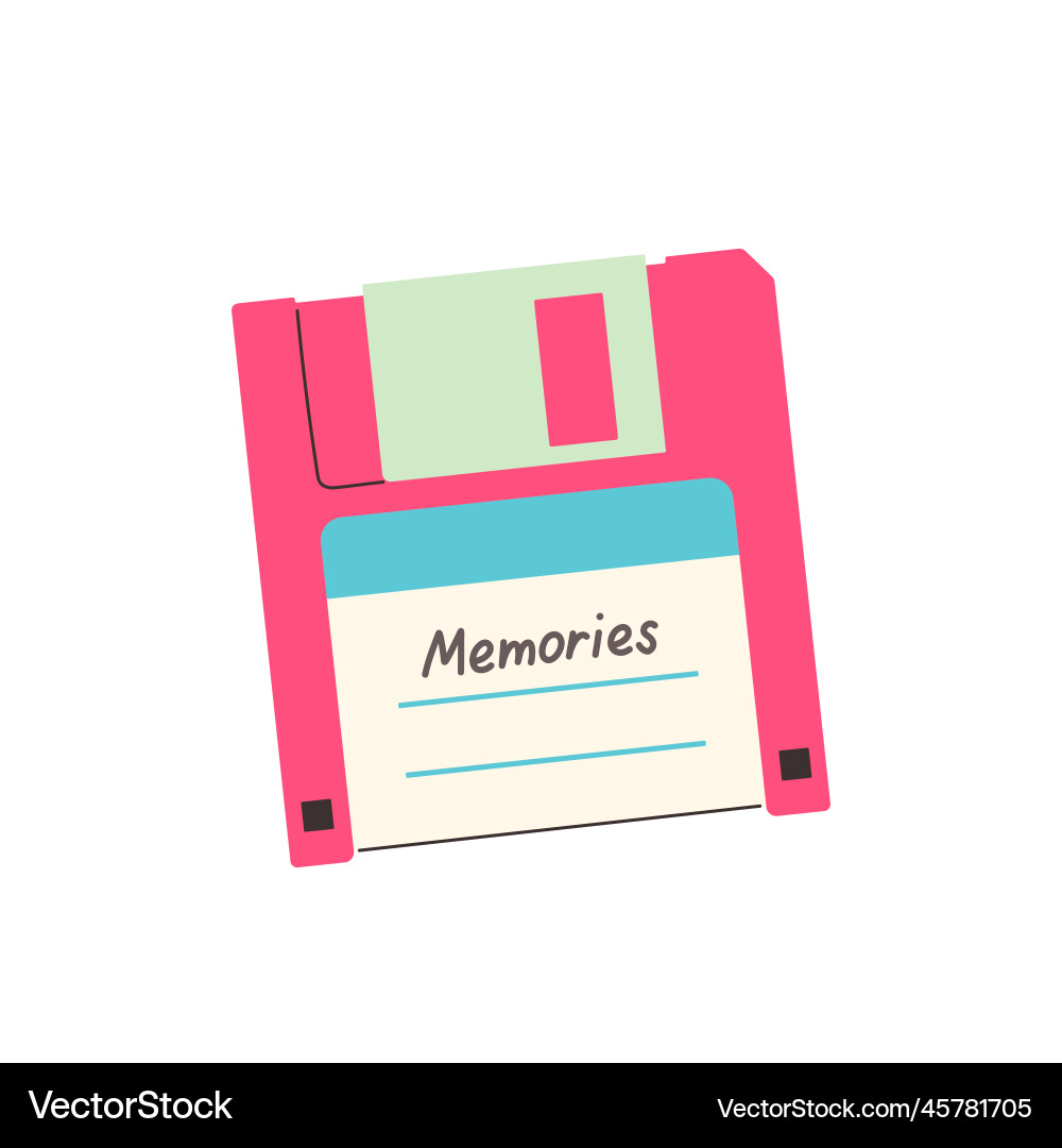 Retro Floppy Disk - 80s 90s Tech Royalty Free Vector Image