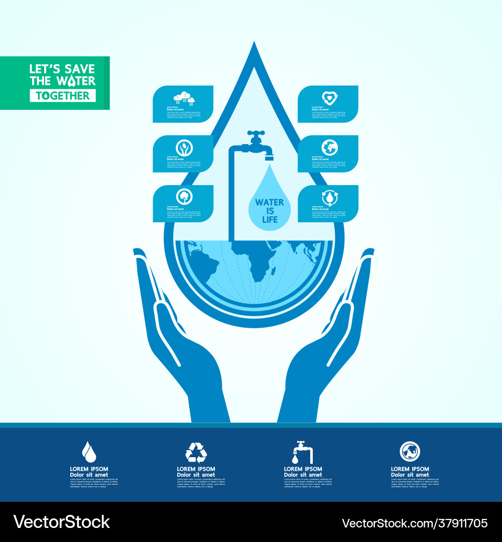 Save water for green ecology world Royalty Free Vector Image