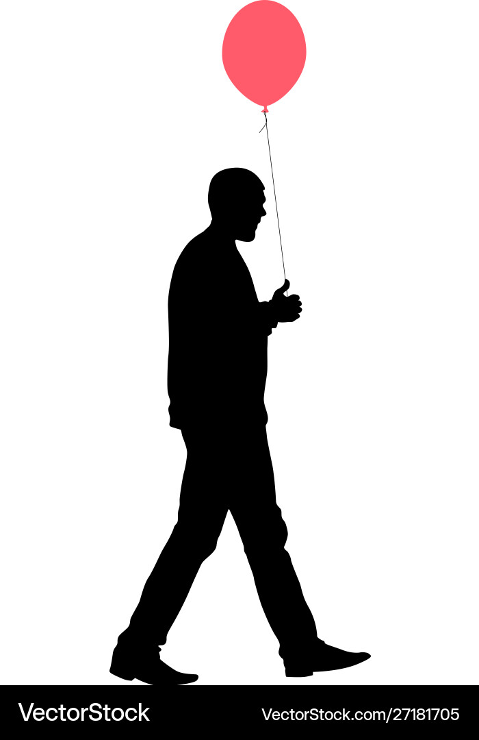 Silhouette a men with balloons in hand Royalty Free Vector