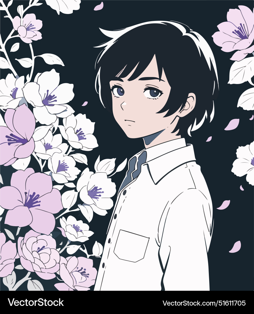 Young man with flowers Royalty Free Vector Image