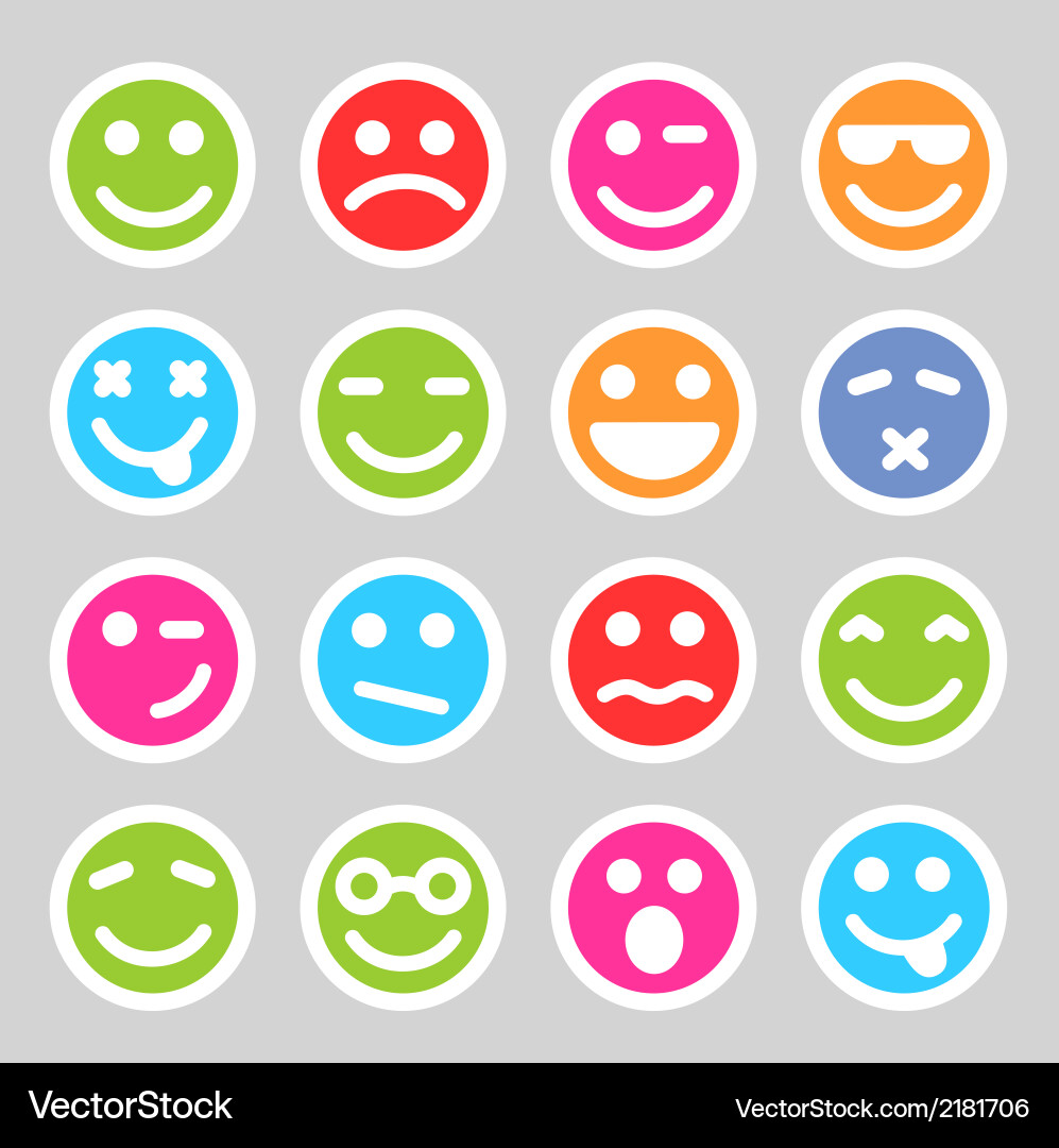 Flat smiley icons Royalty Free Vector Image - VectorStock
