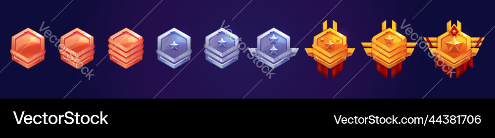 Game Level Badge Set - Metallic Awards Royalty Free Vector