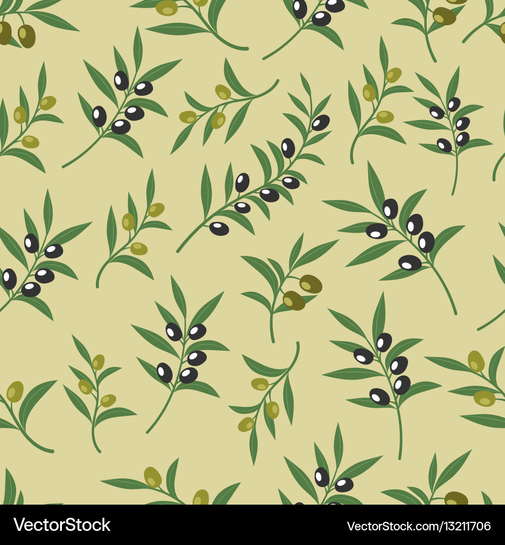 Olive Leaf Pattern - Seamless Royalty Free Vector Image