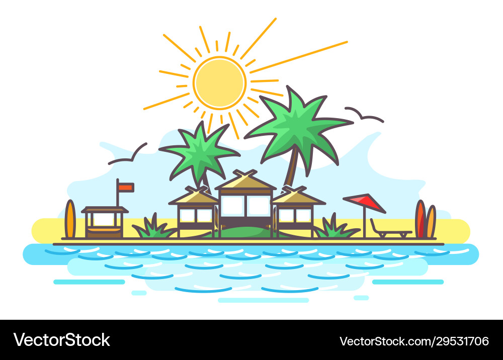 Outline sea beach landscape Royalty Free Vector Image