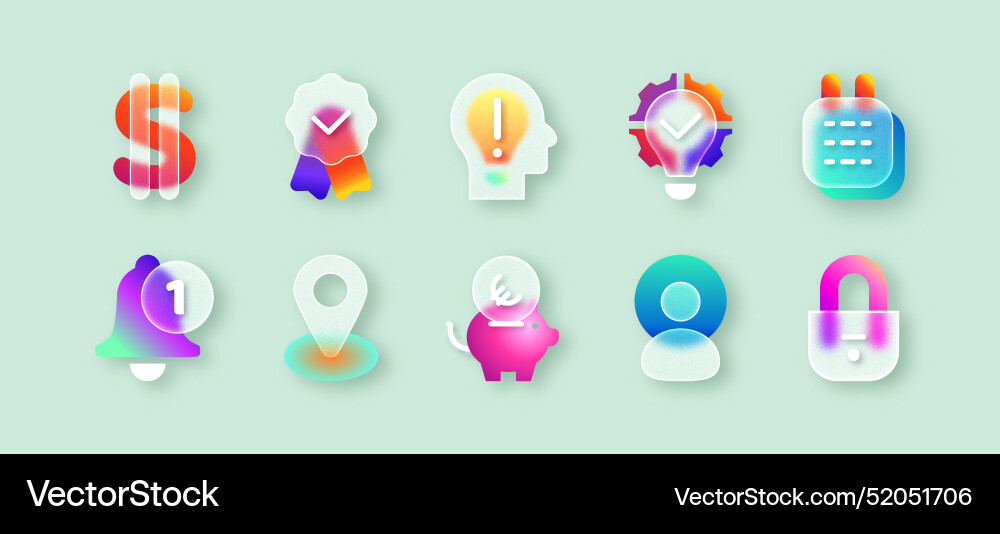 Realistic glass morphism transparent ui icons Vector Image