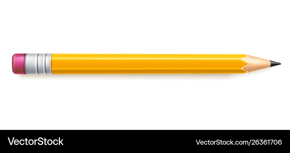 Realistic pencil with eraser drawing tool Vector Image