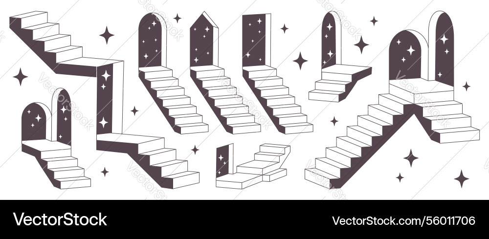 Retro stairs collection Royalty Free Vector Image