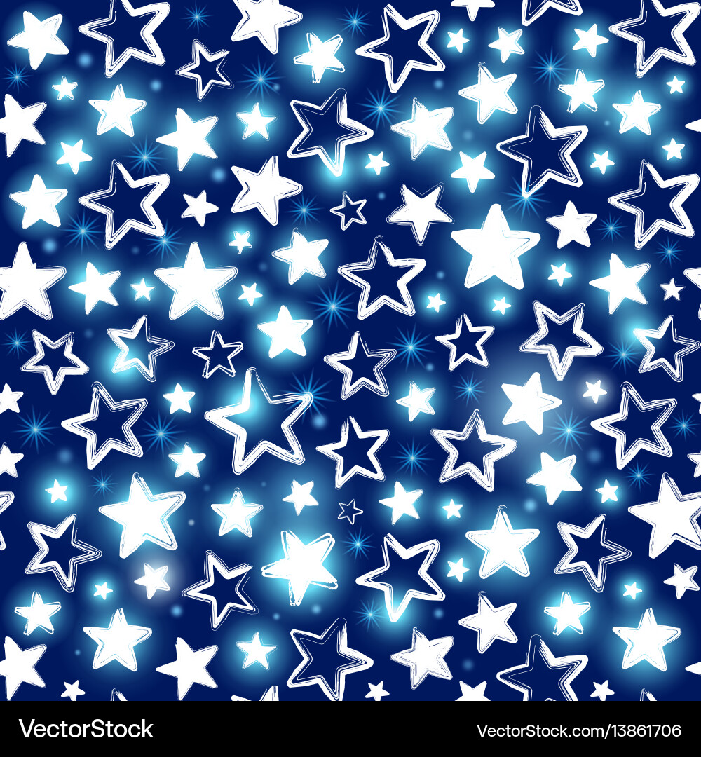 Shining Star Pattern - Blue Royalty Free Vector Image