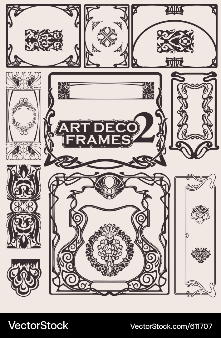 Art Deco Botanical Frames Royalty Free Vector Image