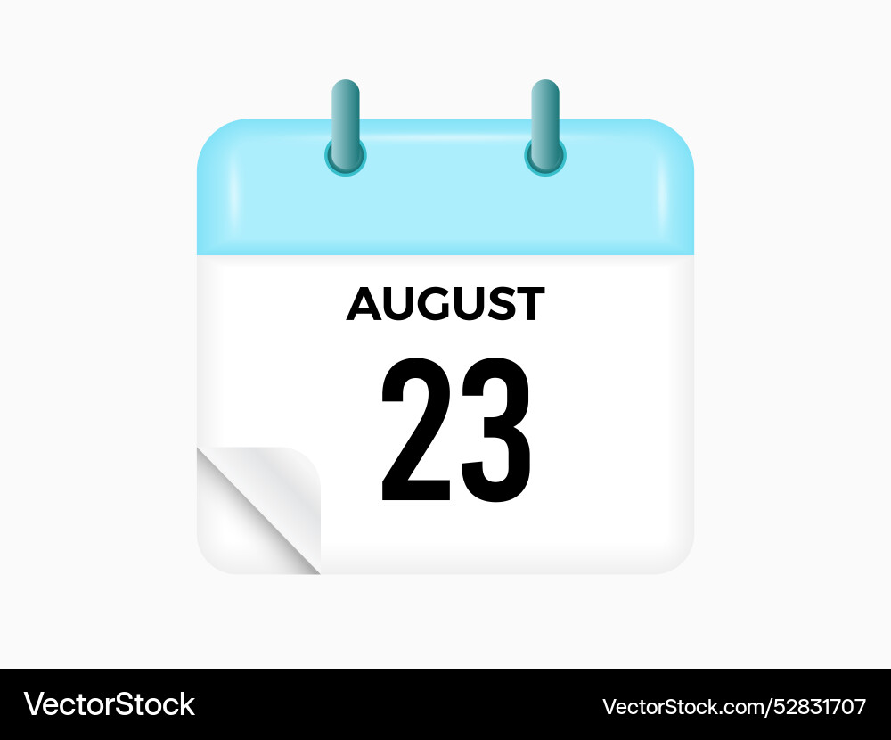 August 23 - calendar and time planner daily Vector Image