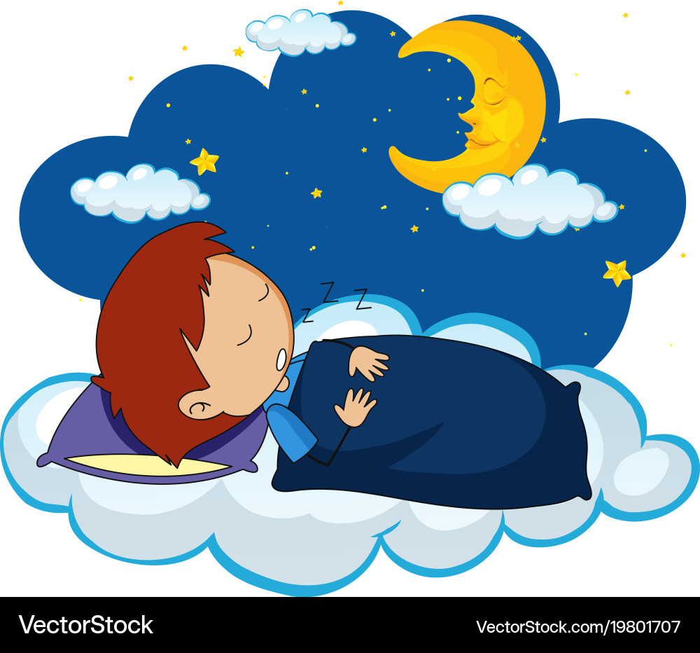 Boy sleeping at night Royalty Free Vector Image