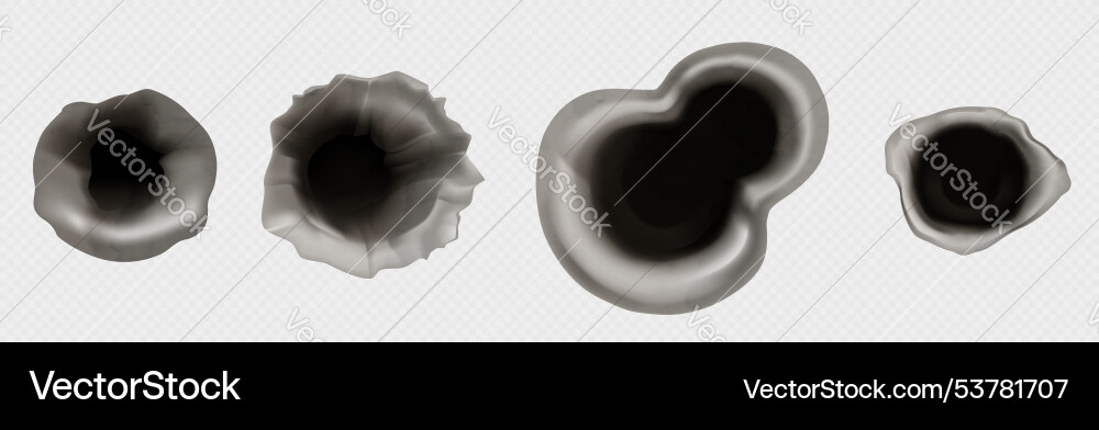Bullet holes set isolated on transparent Vector Image