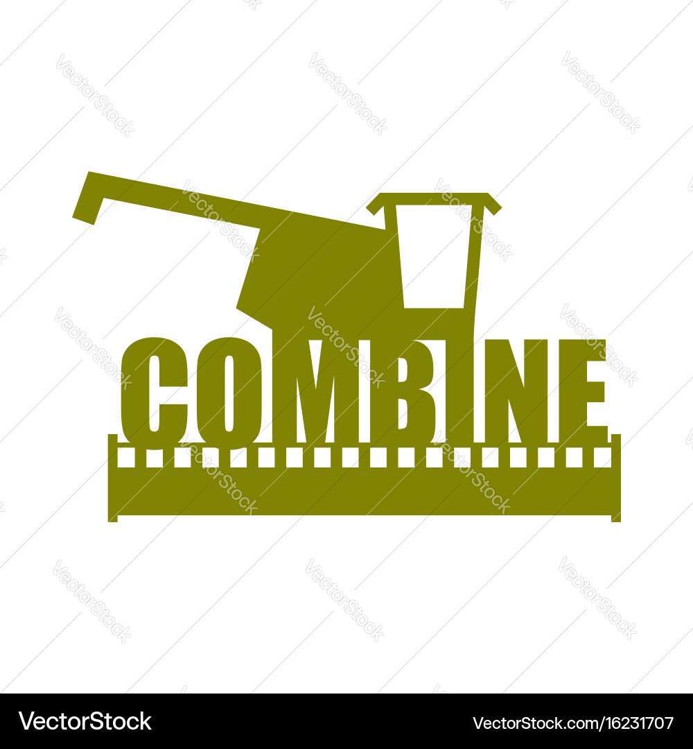 Combine harvester logo sign farm machine Vector Image