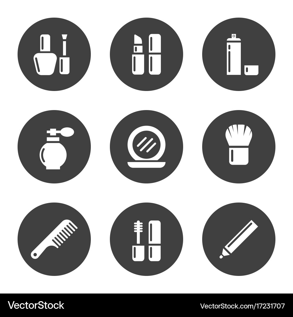 Decorative cosmetic icon set Royalty Free Vector Image