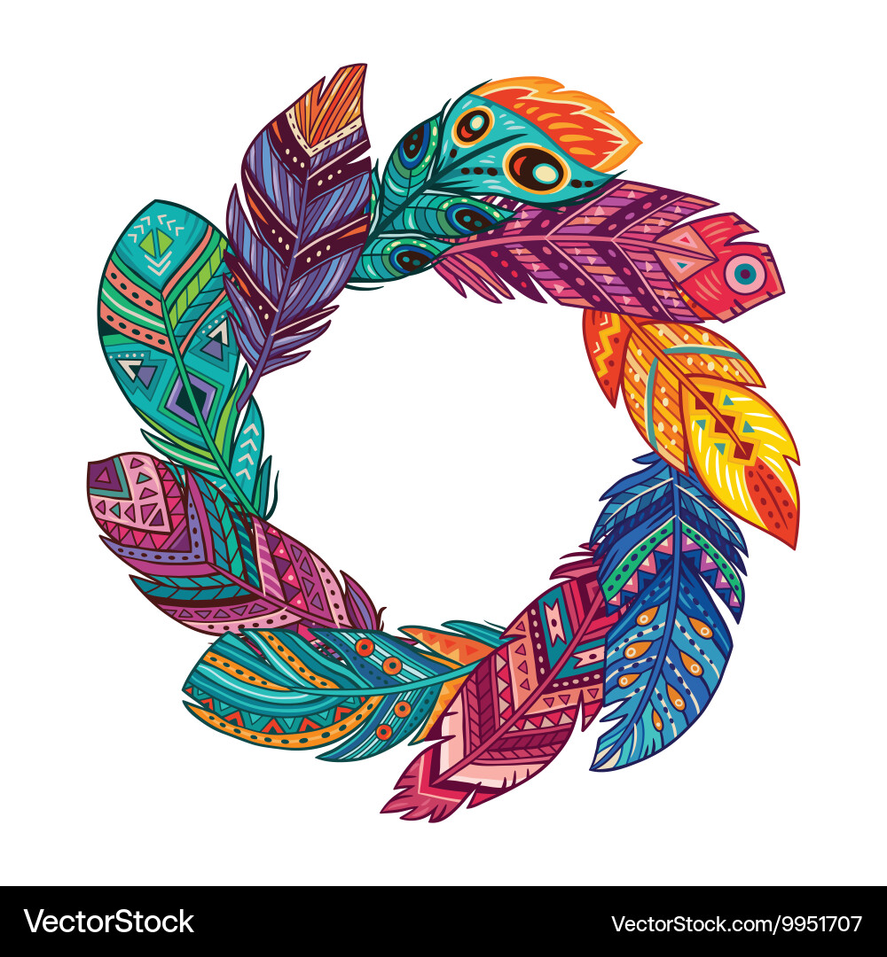 Feather art frame Royalty Free Vector Image - VectorStock