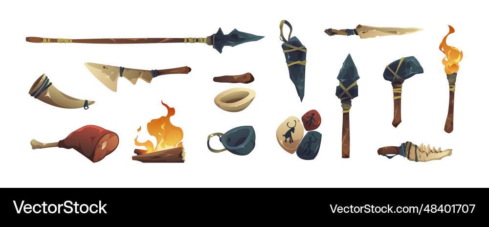 Primitive tools ancient stone knife and sharp Vector Image