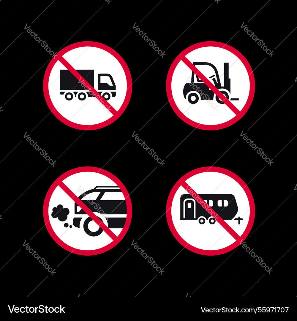 Prohibited signs forbidden round stickers set Vector Image