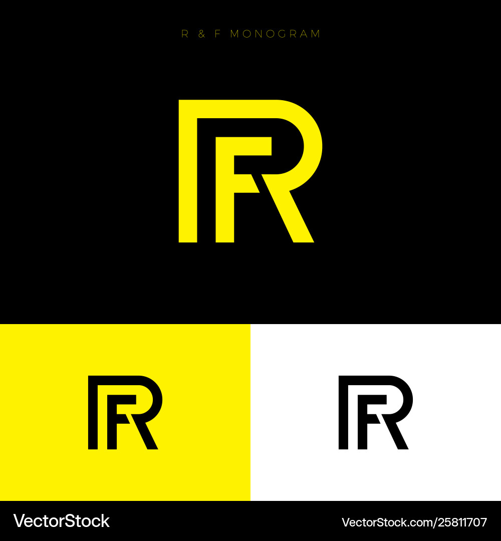 R and f monogram logo letters Royalty Free Vector Image