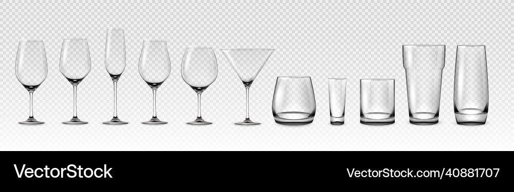 Realistic empty glasses glass cup and cocktail Vector Image