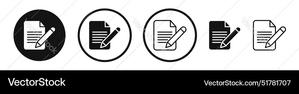 Registration paper icon set black filled and Vector Image