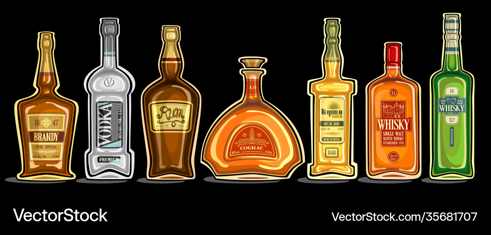 Set alcohol bottles Royalty Free Vector Image - VectorStock