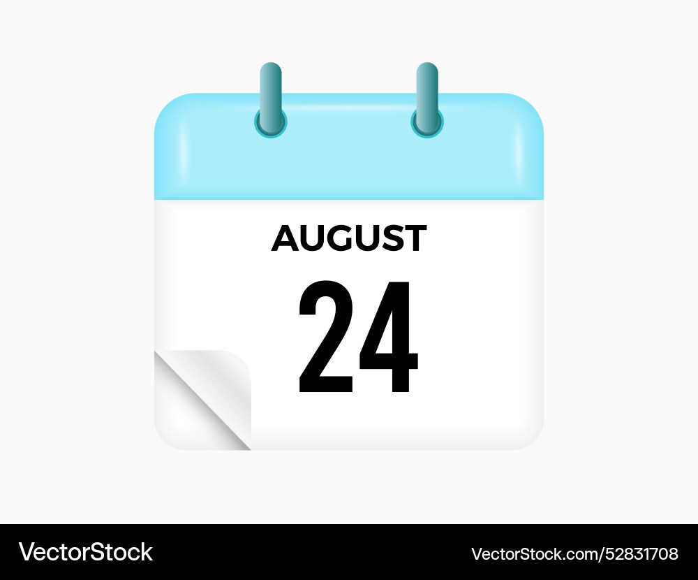 August 24 - calendar and time planner daily Vector Image