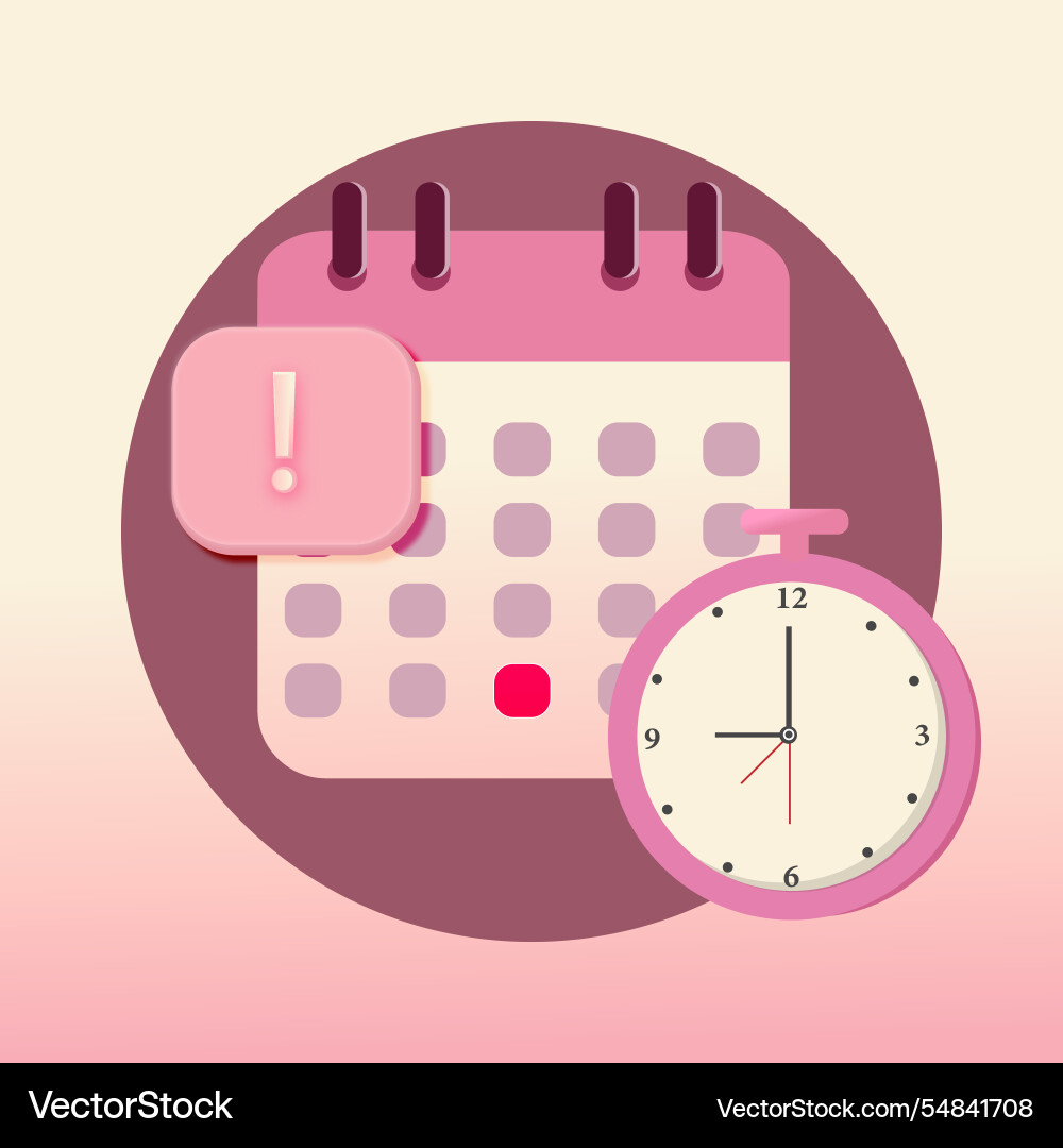 Calendar and clock icon 3d date deadline Vector Image