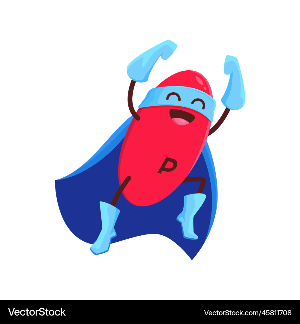 Cartoon phosphorus superhero comics micronutrient Vector Image