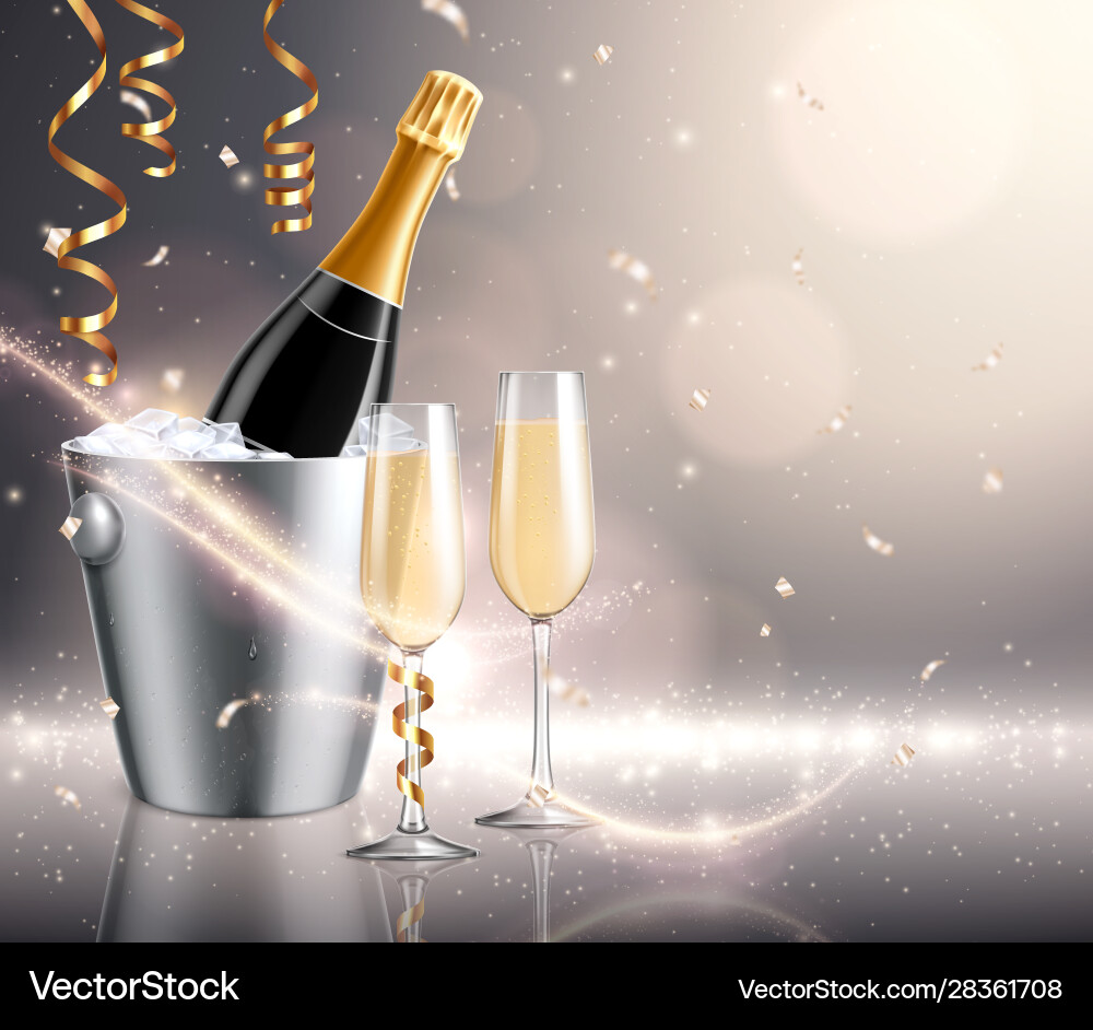 Champagne holiday realistic background Royalty Free Vector