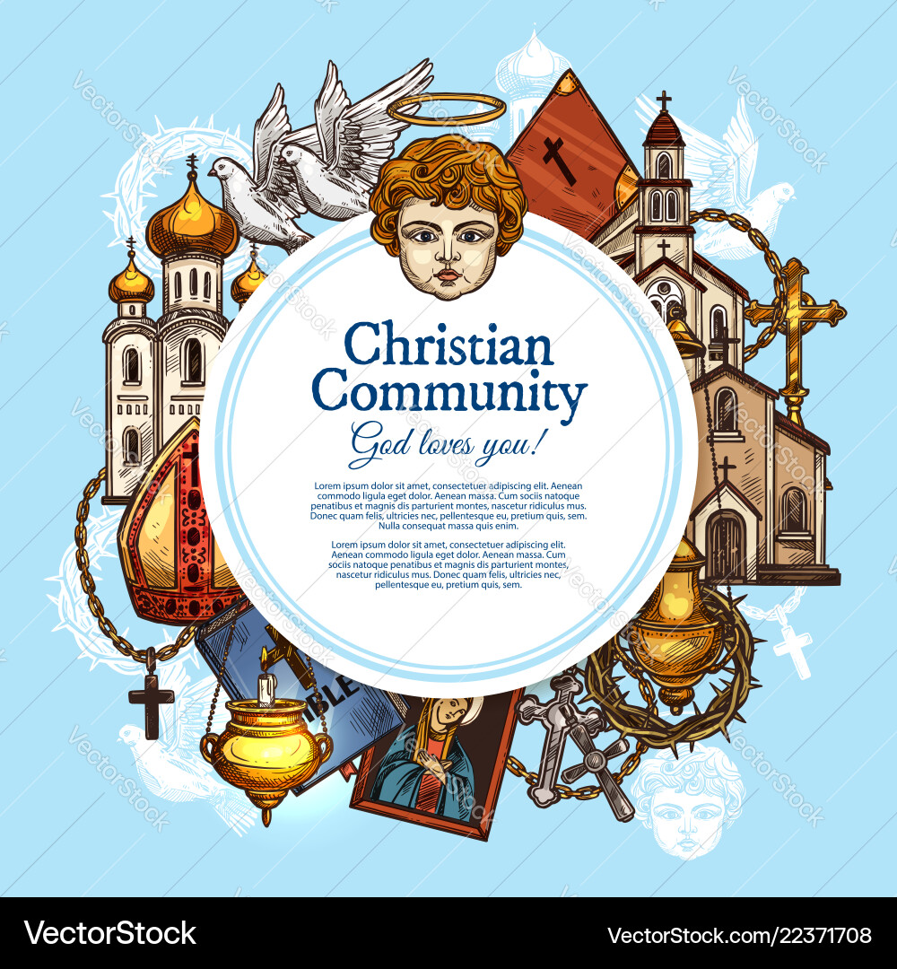 Christian religious community symbols Royalty Free Vector