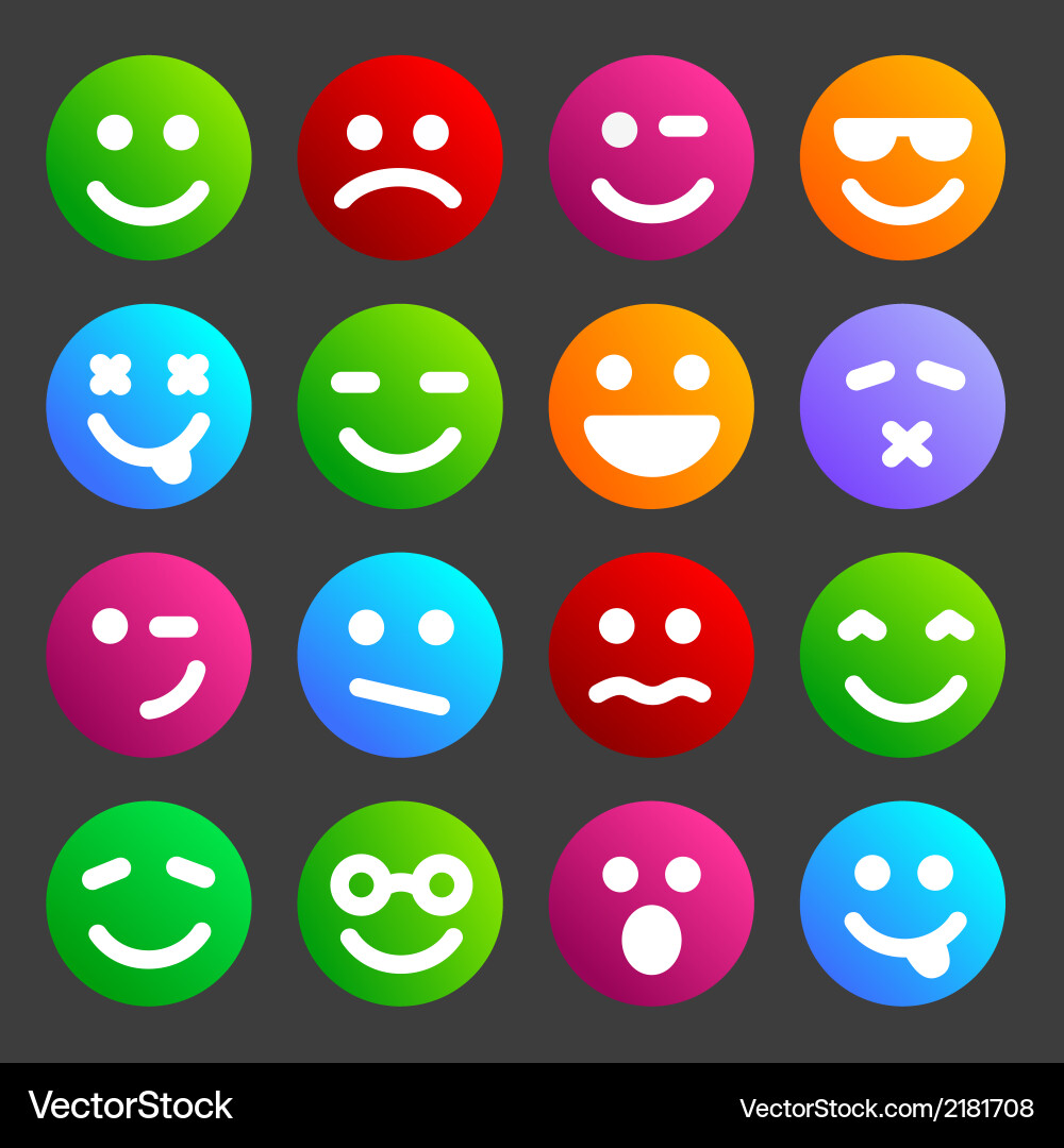 Flat smiley icons Royalty Free Vector Image - VectorStock