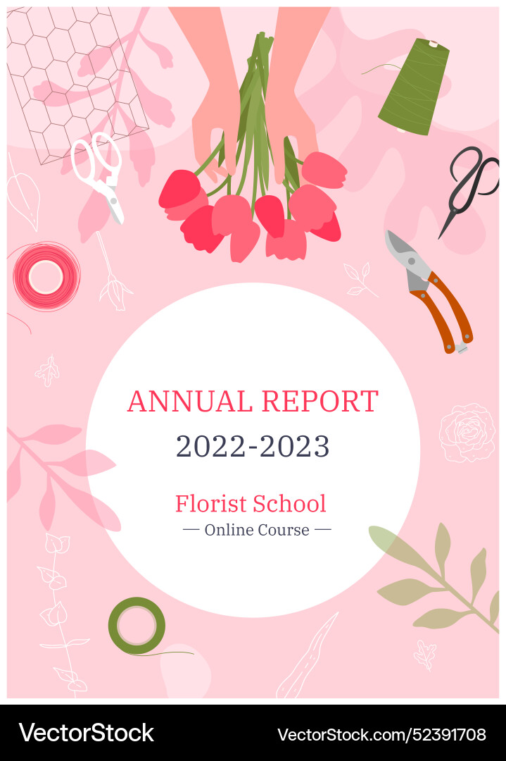 Florist concept annual report template Royalty Free Vector