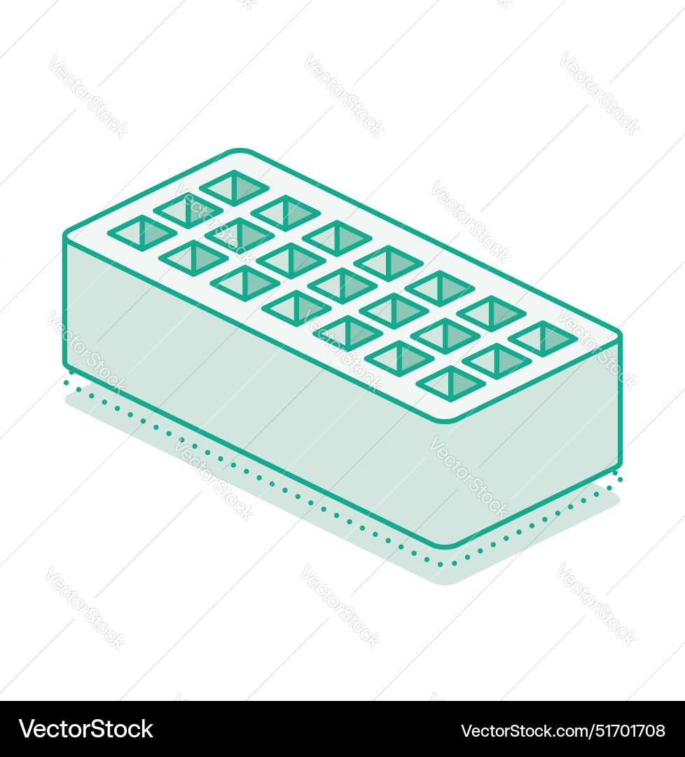 Isometric brick with holes outline 3d object Vector Image
