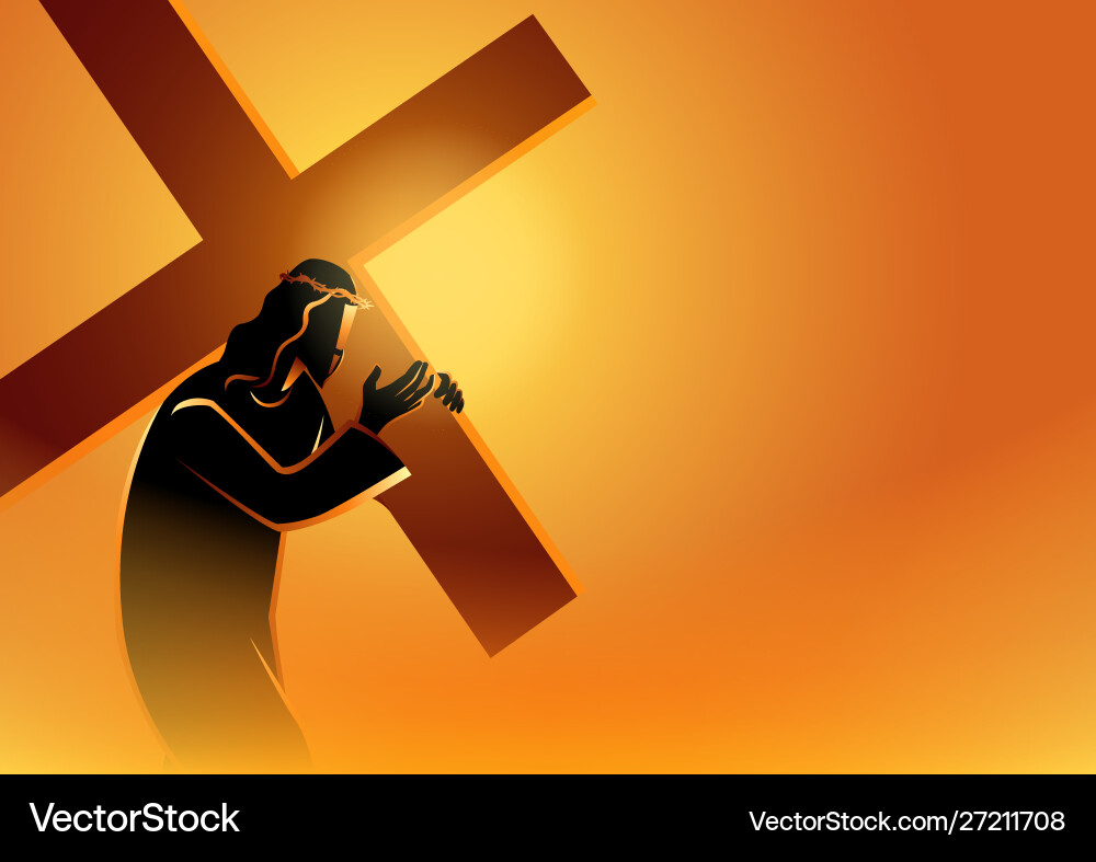 Jesus carry his cross Royalty Free Vector Image