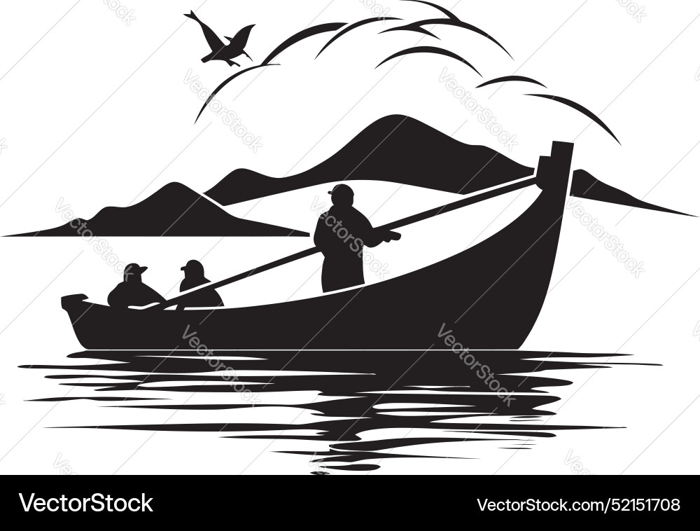 Lakeside legend logo design with fisherman Vector Image