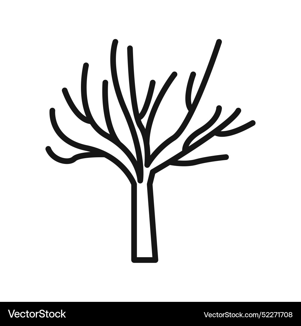 Winter tree icon black line art logo Royalty Free Vector