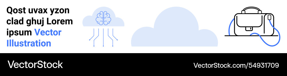 Cloud computing and neural network brain with Vector Image