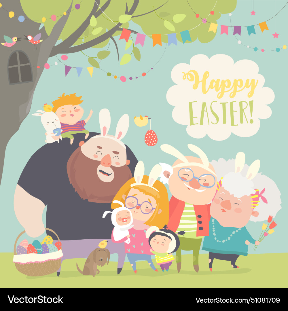 Cute family celebrating easter father mother Vector Image