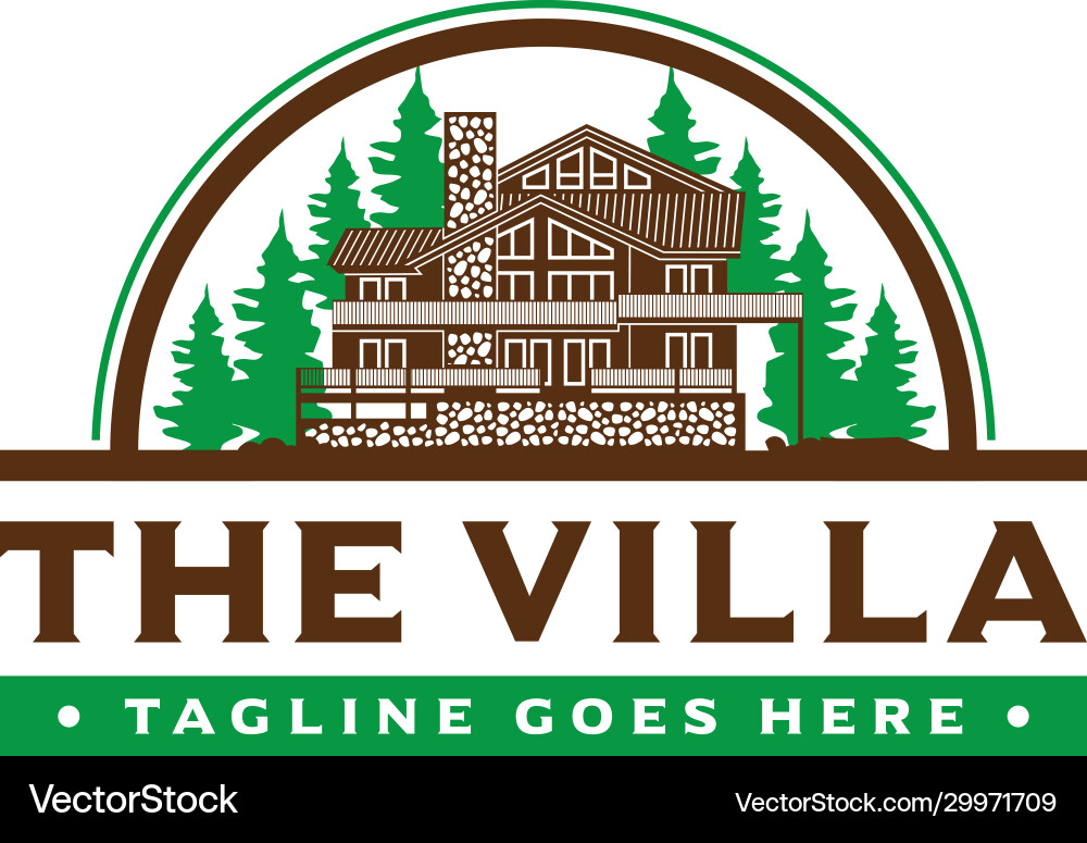 Design logo guest house green Royalty Free Vector Image